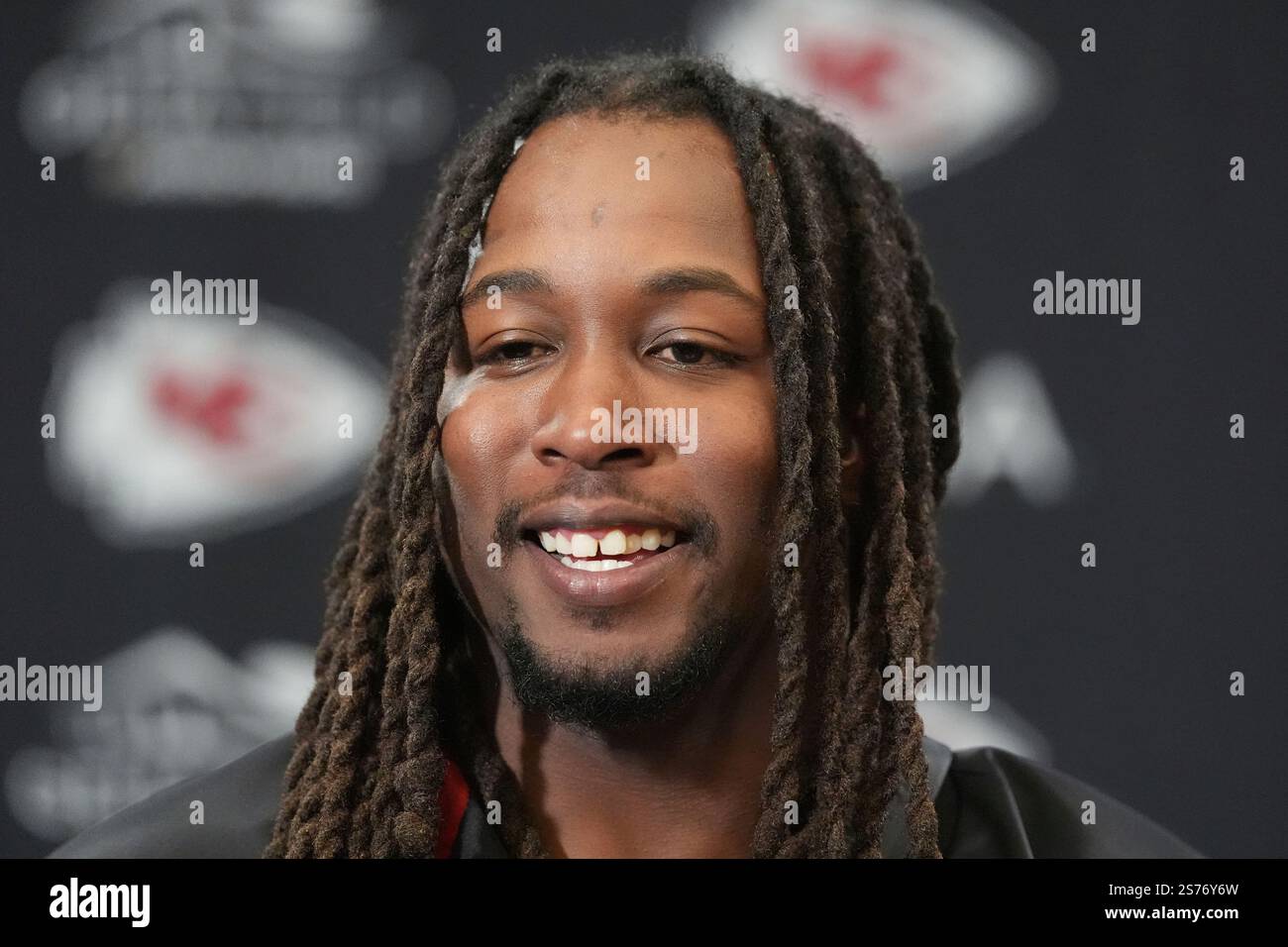 Kansas City Chiefs running back Kareem Hunt speaks during a news ...