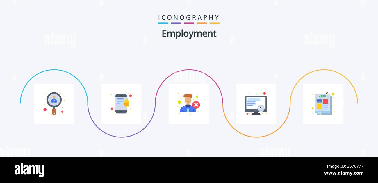 Employment Flat 5 Icon Pack Including post. ad. employee. work ...