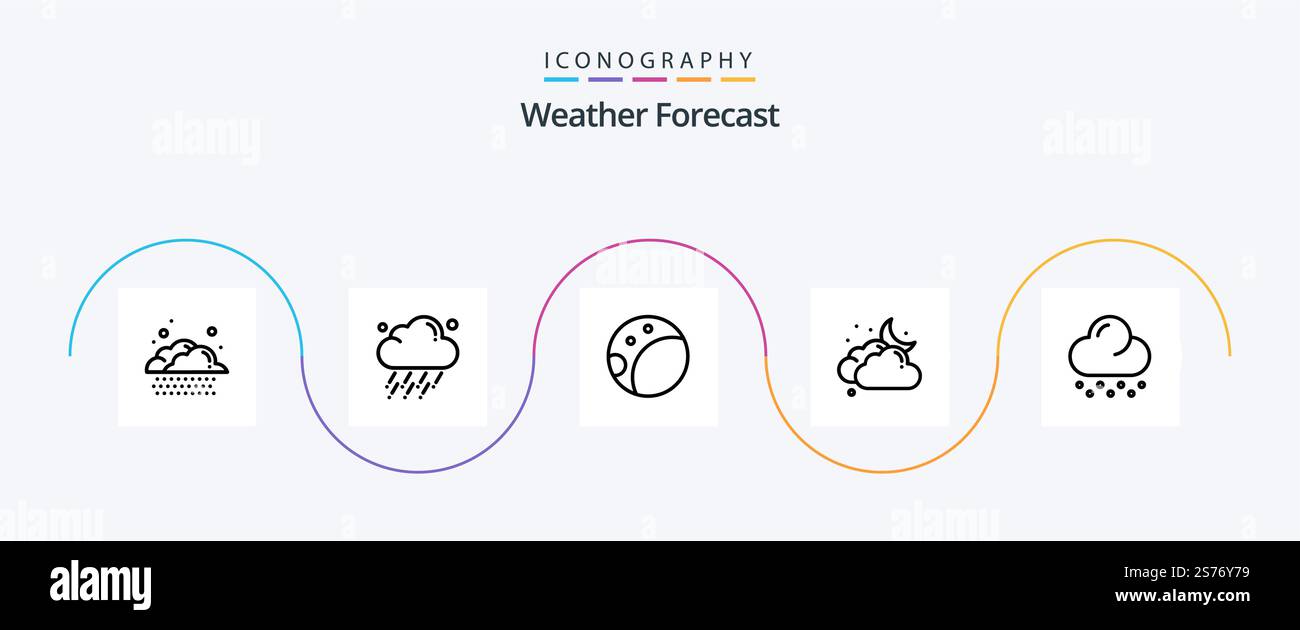 Weather Line 5 Icon Pack Including . weather. moon. snow. weather Stock ...