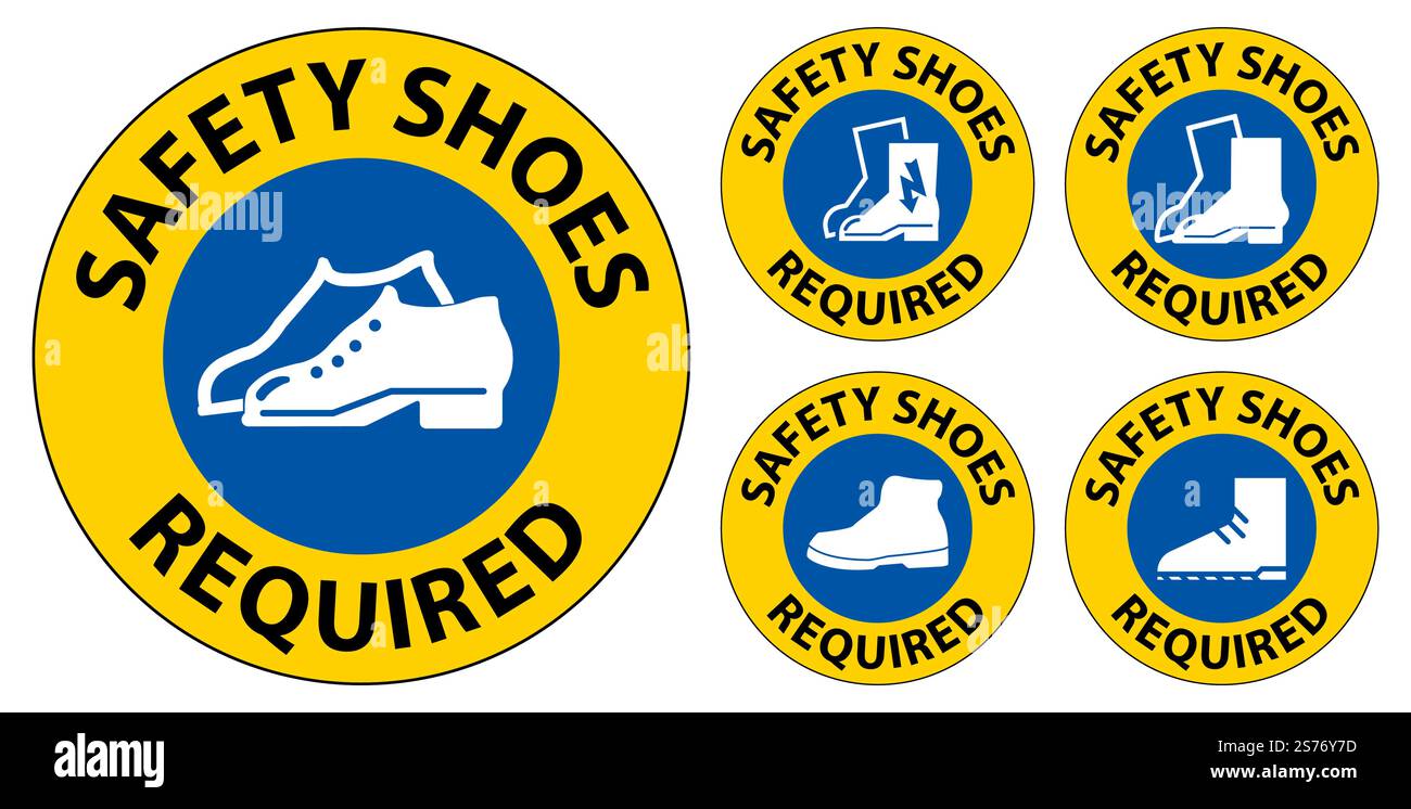 Label Floor Sign, Safety Shoes Required Stock Vector Image & Art - Alamy