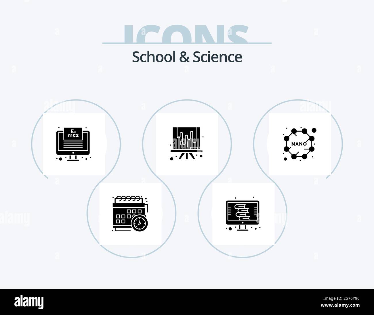 School And Science Glyph Icon Pack 5 Icon Design. nano. drawing ...