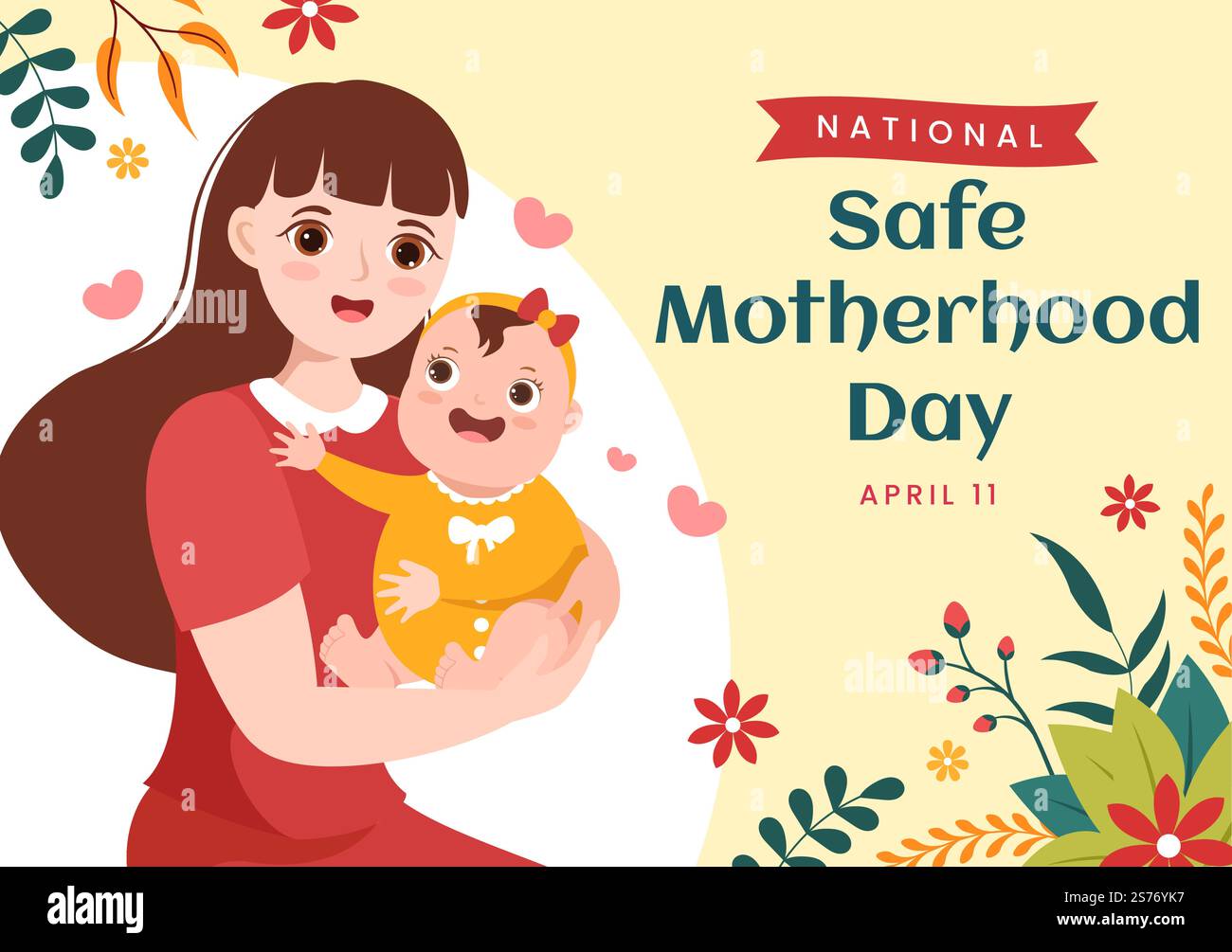 National Safe Motherhood Day on April 1 Illustration with pregnant ...