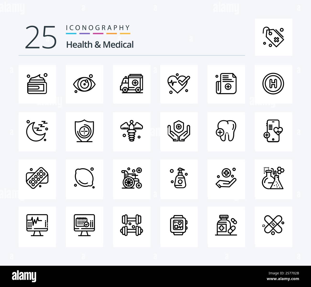Health And Medical 25 Line icon pack including hospital. register ...