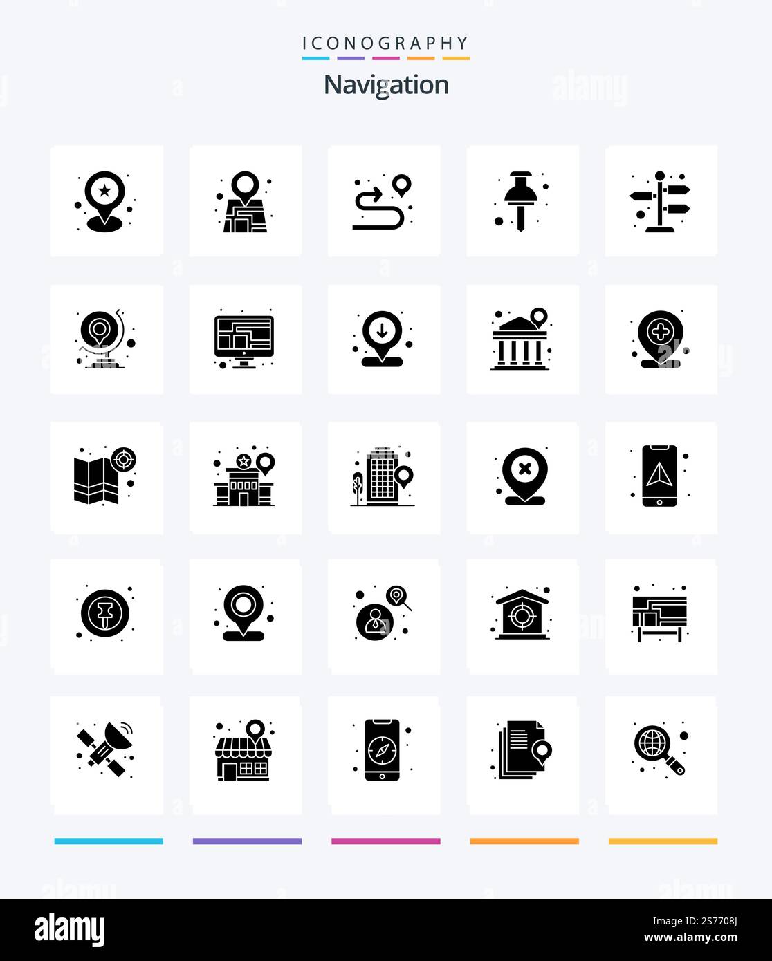Creative Navigation 25 Glyph Solid Black icon pack Such As world ...