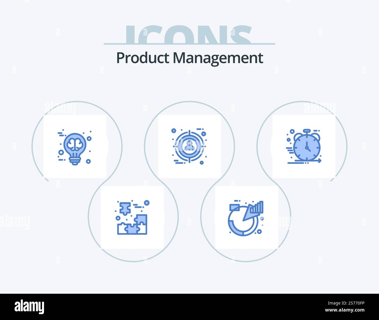 Product Management Blue Icon Pack 5 Icon Design. user. selection ...
