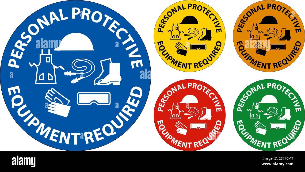Floor Sign, Personal Protective Equipment Required Stock Vector Image ...