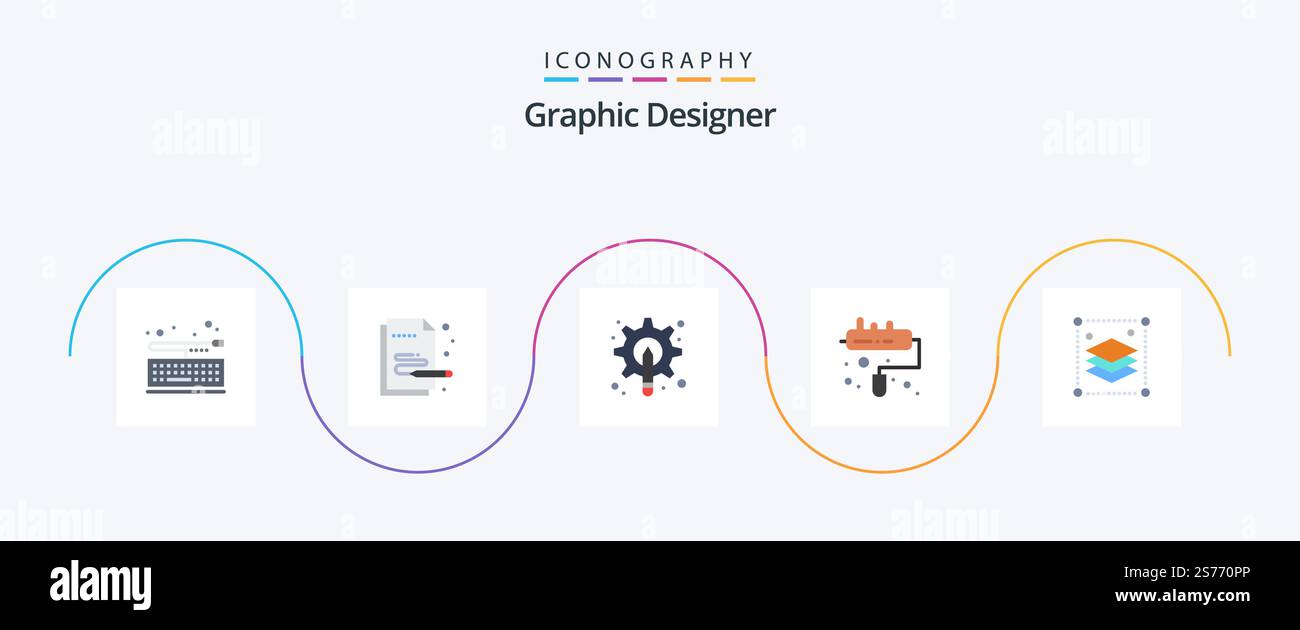 Graphic Designer Flat 5 Icon Pack Including design s. roller. designer ...
