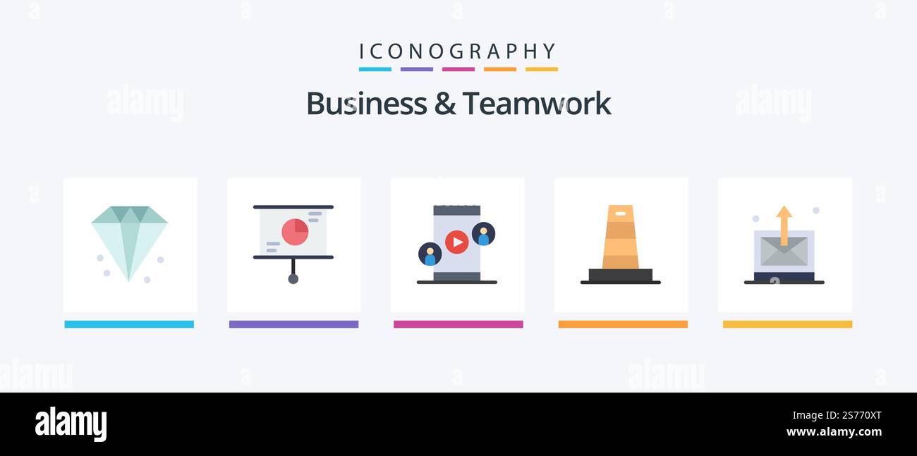 Business And Teamwork Flat 5 Icon Pack Including technology. business ...
