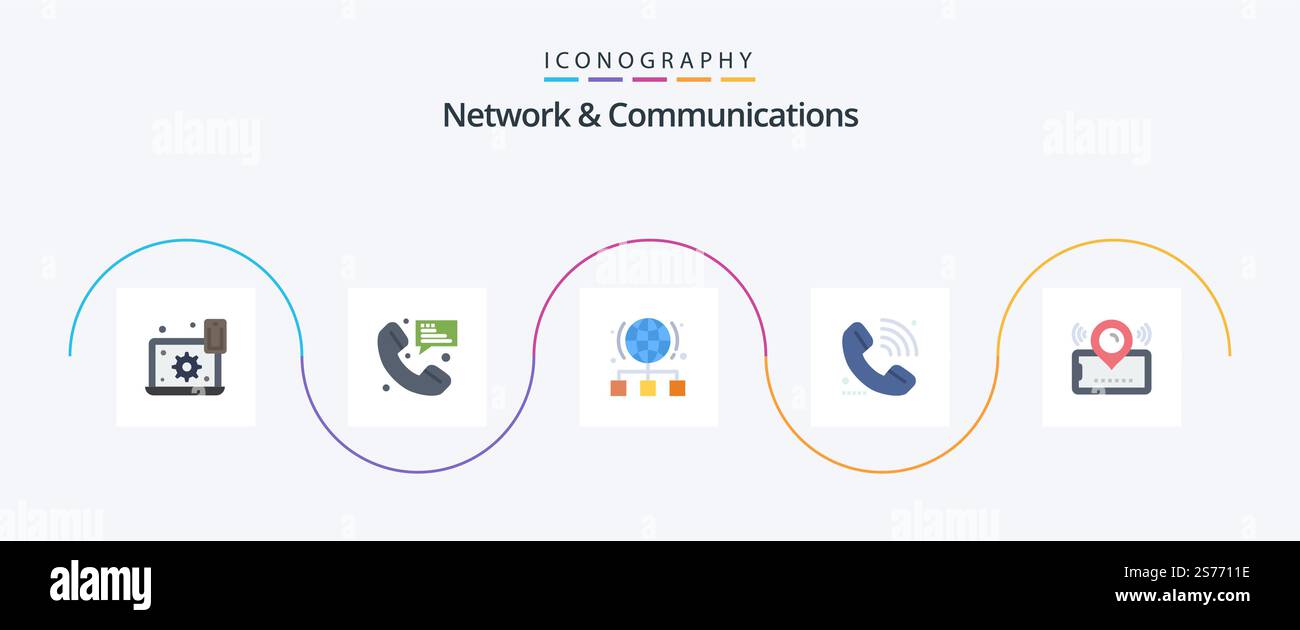 Network And Communications Flat 5 Icon Pack Including elearning. call ...