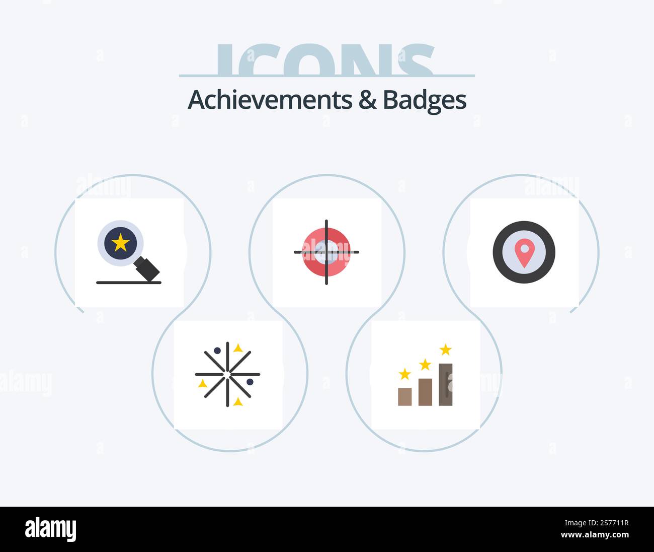 Achievements and Badges Flat Icon Pack 5 Icon Design. prize. location ...