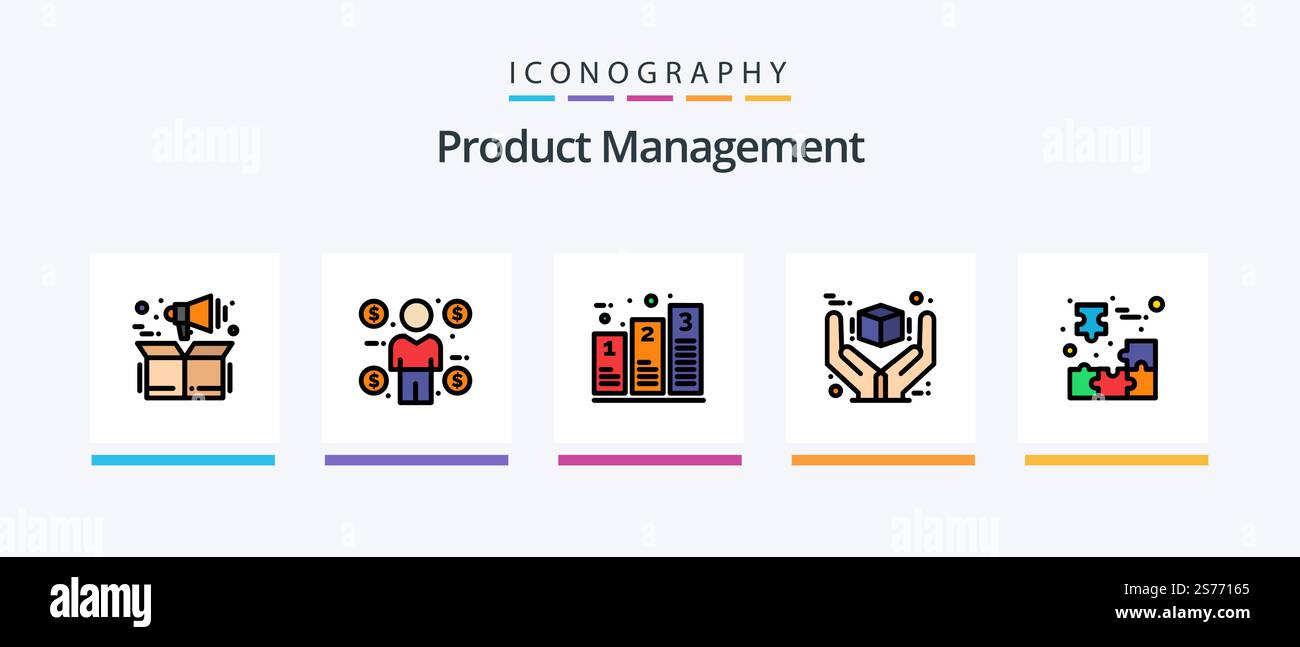 Product Management Line Filled 5 Icon Pack Including product. management. pay. product ...