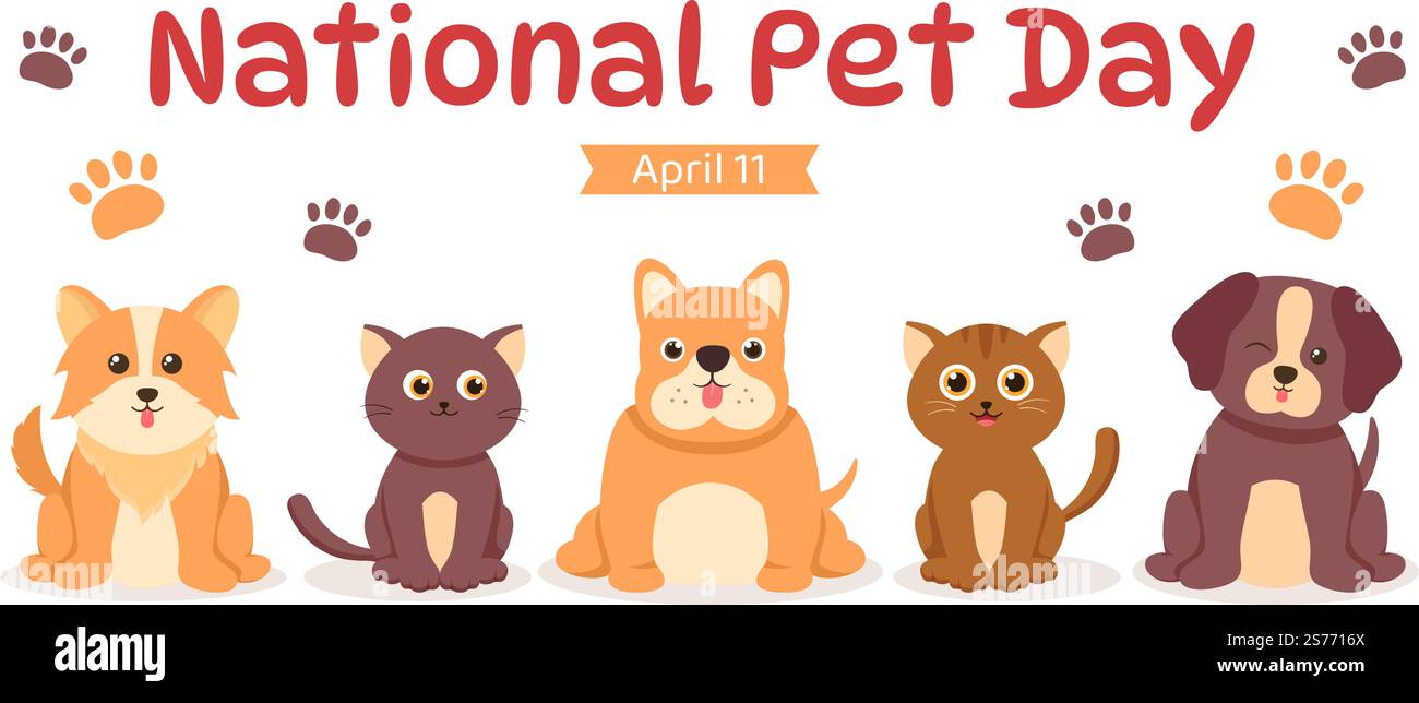 National Pet Day on April 11 Illustration with Cute Pets of Cats and ...