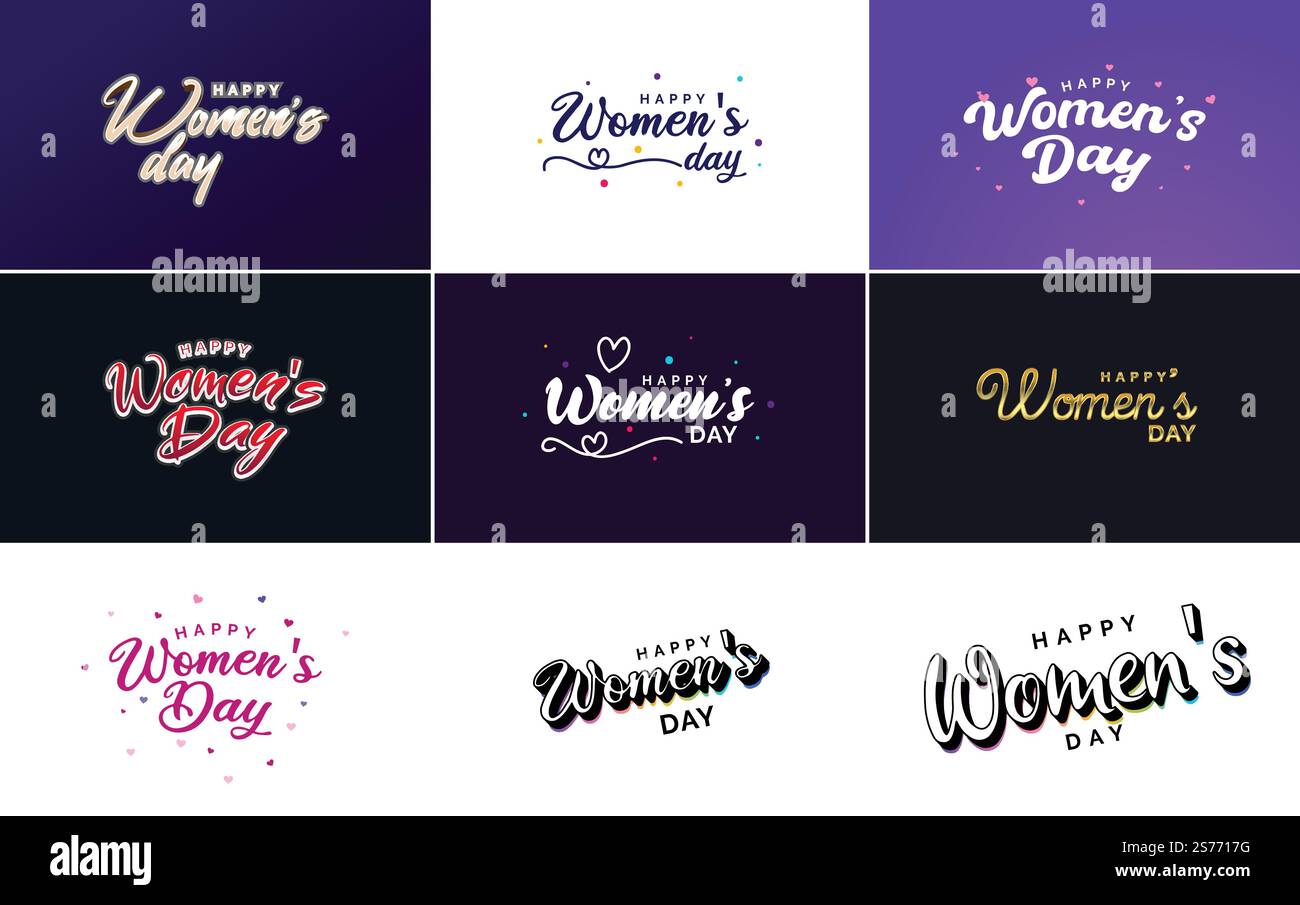Abstract Happy Women’s Day logo with a love vector design in pink. red ...