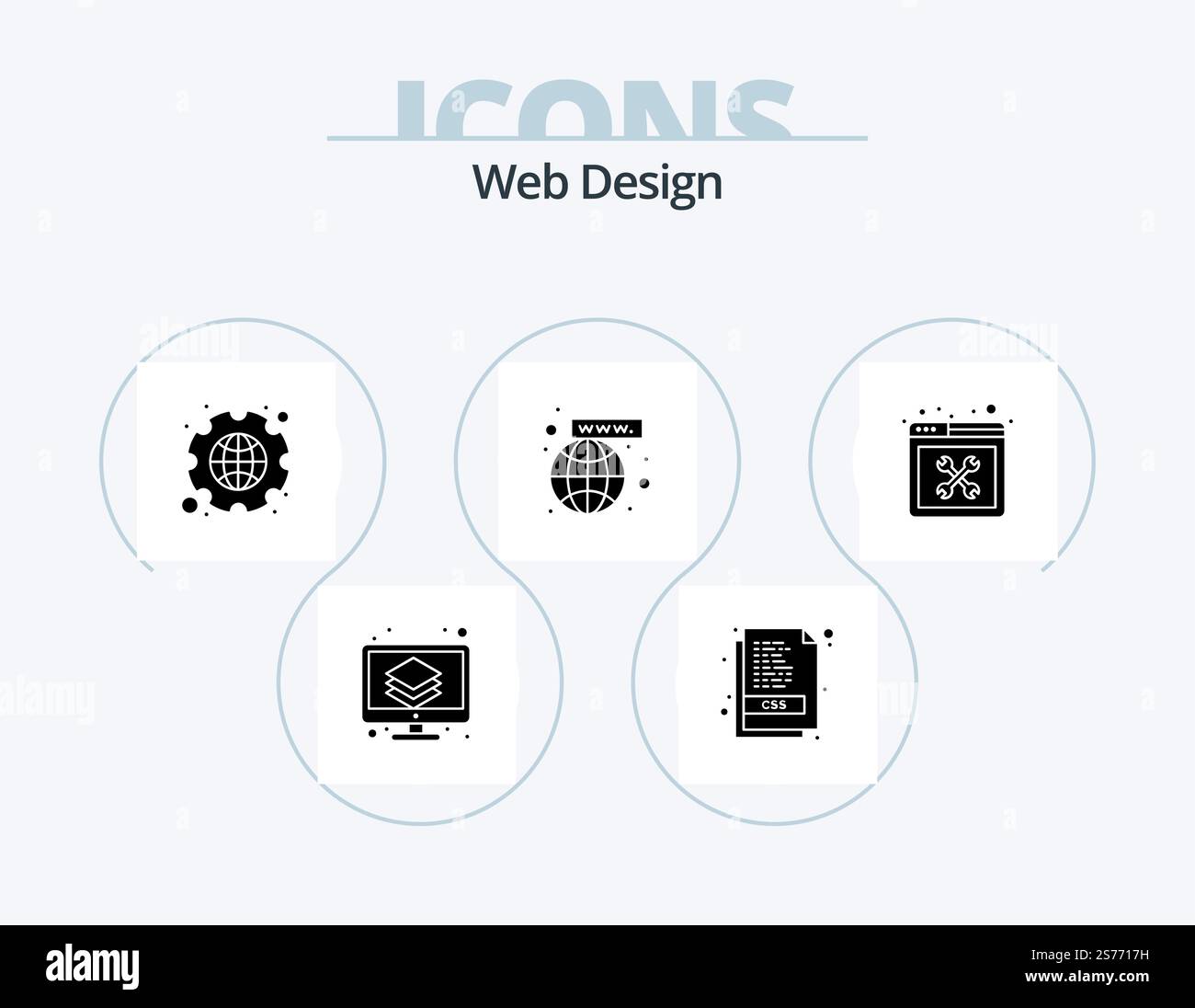 Web Design Glyph Icon Pack 5 Icon Design. design. repair. cog. web ...