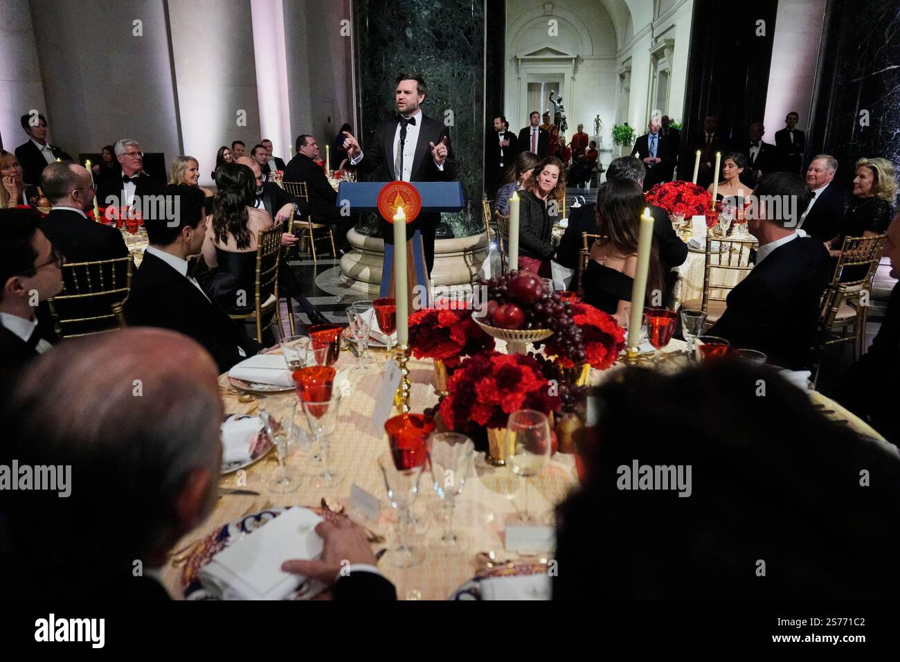 Vice President-elect JD Vance speaks during a dinner event at the ...