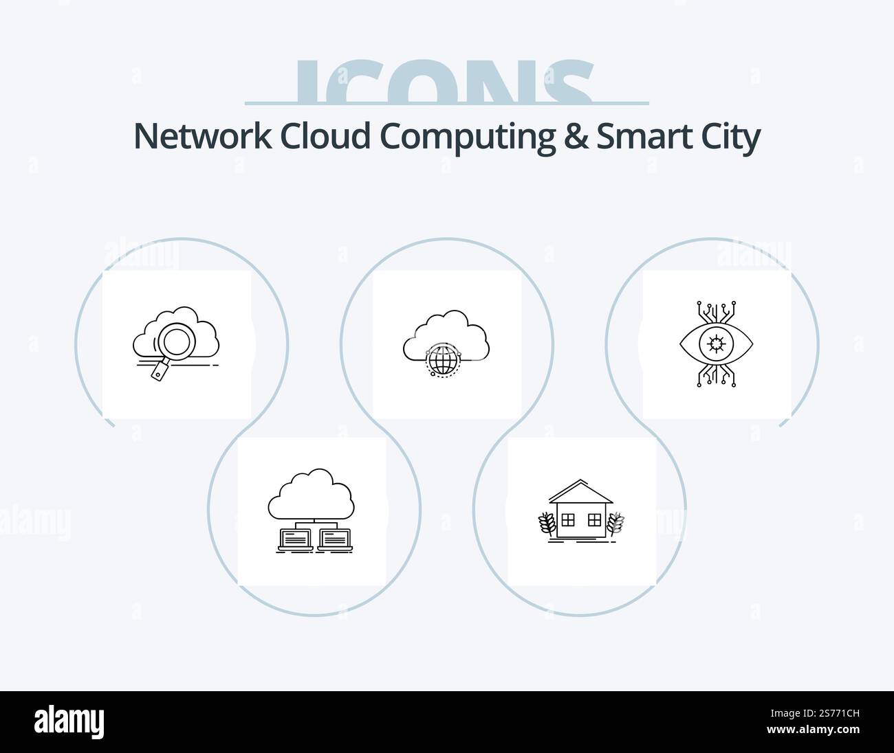 Network Cloud Computing And Smart City Line Icon Pack 5 Icon Design. information. hub ...
