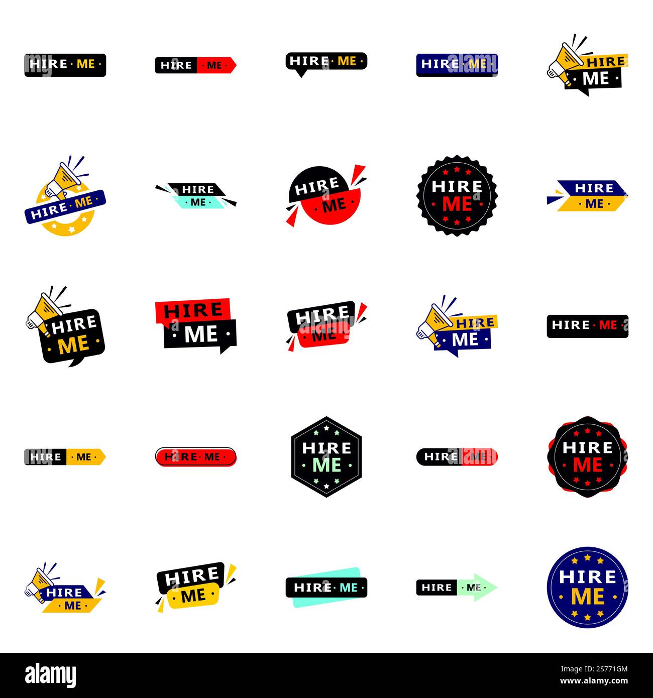 Get Hired Faster with Our Pack of 25 Hire Me Banners Stock Vector Image ...