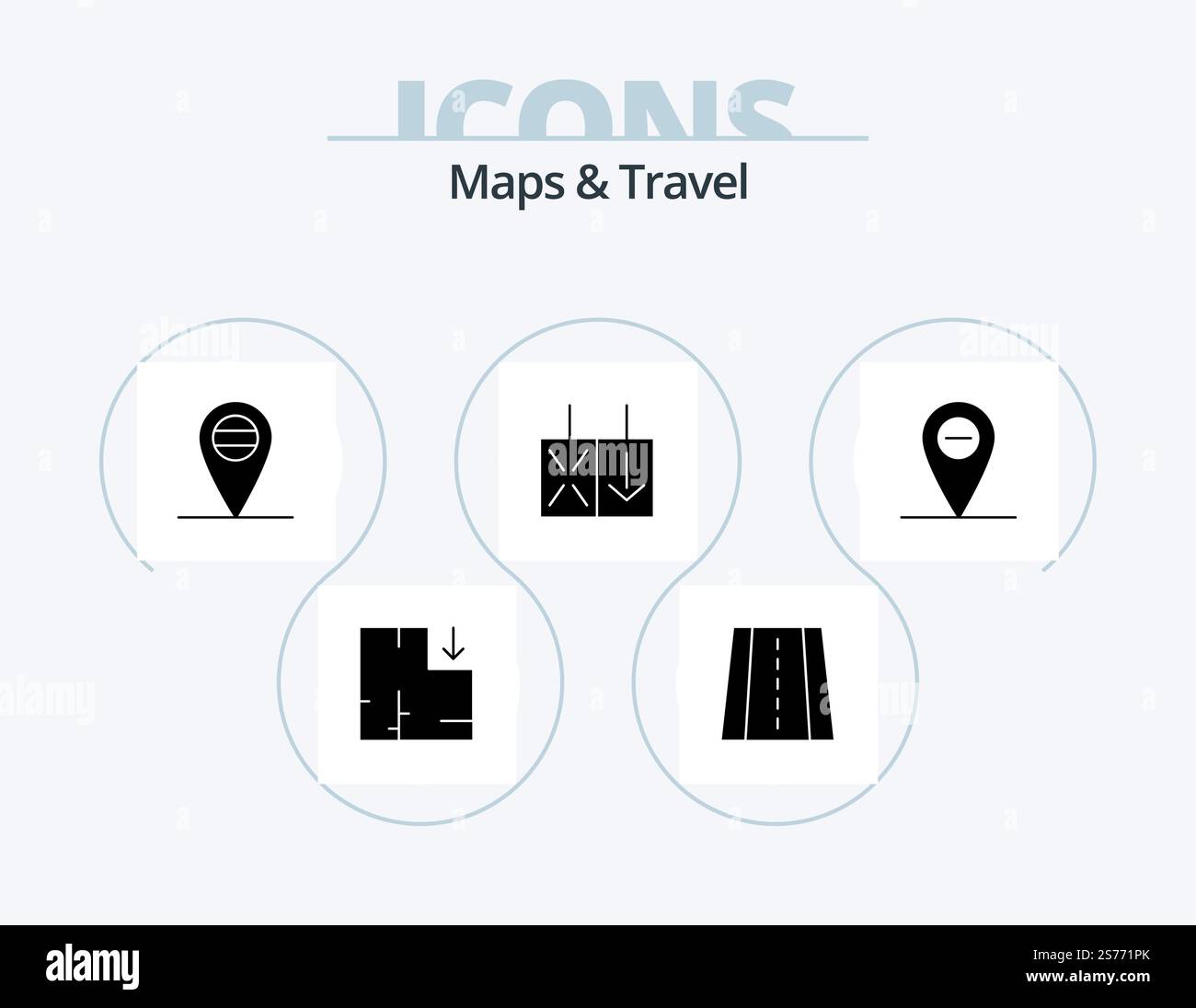 Maps and Travel Glyph Icon Pack 5 Icon Design. . reverse Stock Vector ...