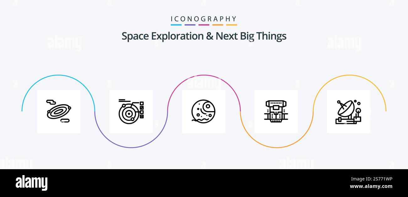 Space Exploration And Next Big Things Line 5 Icon Pack Including ...
