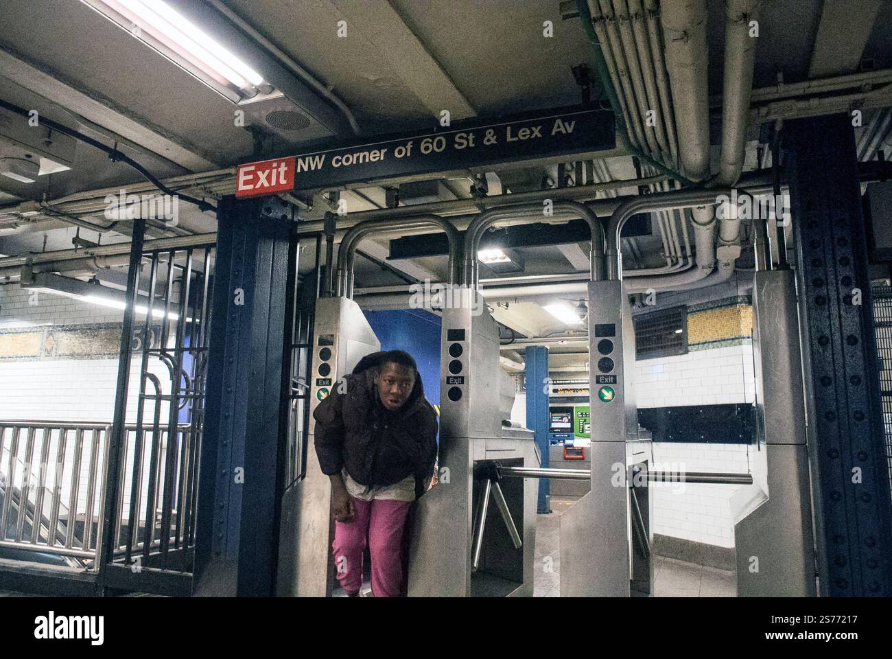 New York, USA. January 18, 2025, New York City, New York, USA: Fare evaders at the 59th street ...