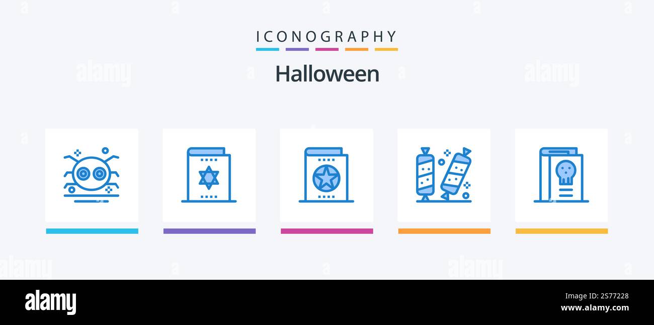 Halloween Blue 5 Icon Pack Including halloween. candy. magic book ...