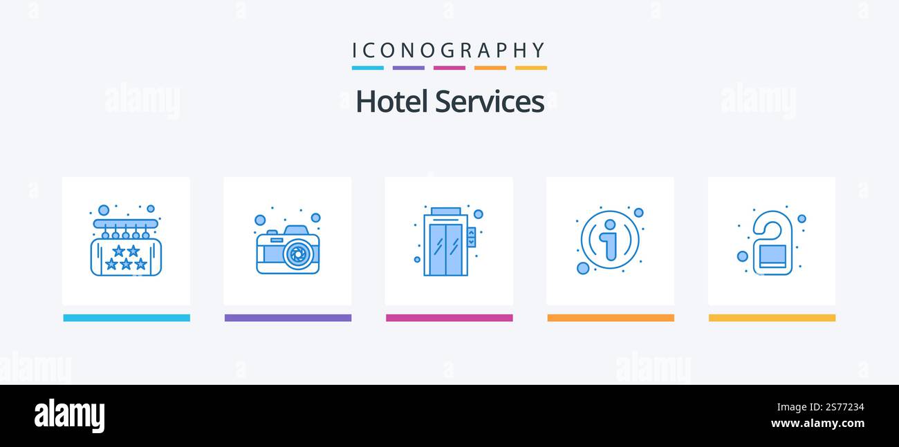 Hotel Services Blue 5 Icon Pack Including hotel. busy. elevator ...