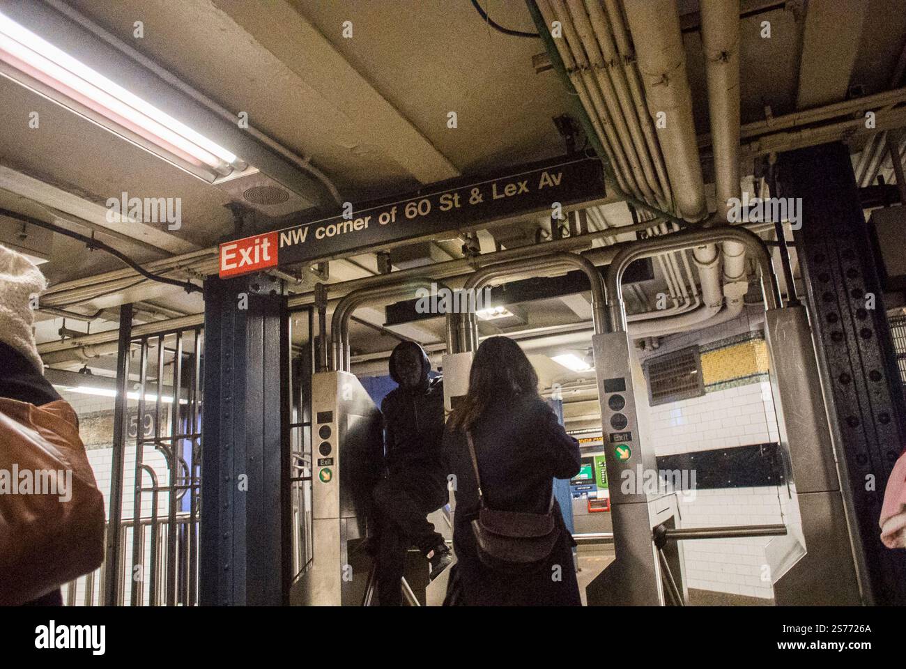 January 18, 2025, New York City, New York, USA: Fare evaders at the 59th street Lexington Avenue ...