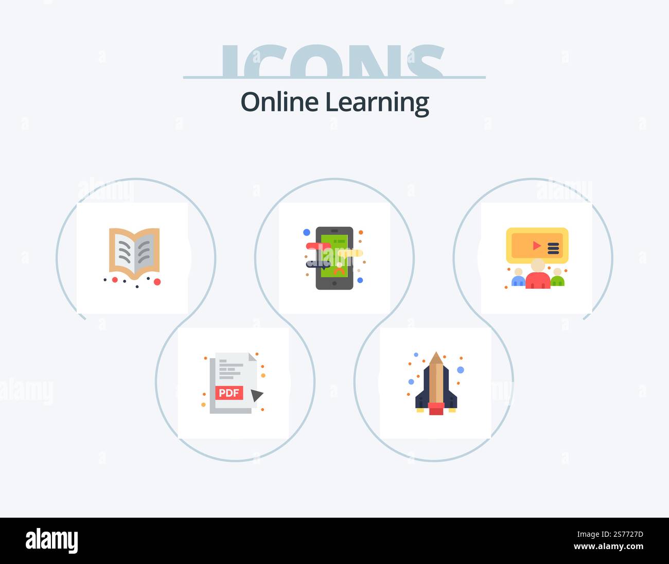 Online Learning Flat Icon Pack 5 Icon Design. team. group. learning ...