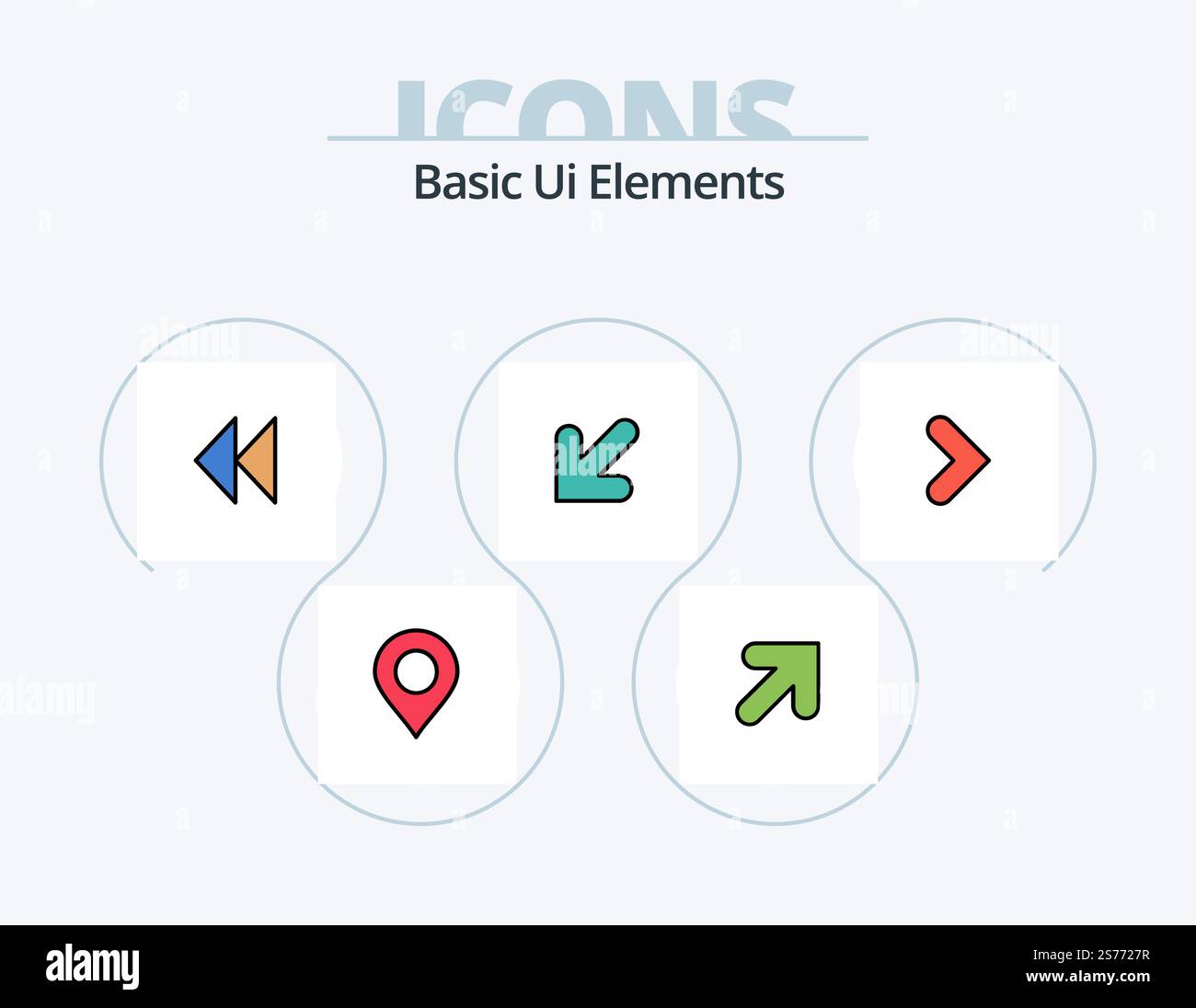 Basic Ui Elements Line Filled Icon Pack 5 Icon Design. forward. left. sms. down. arrow Stock ...