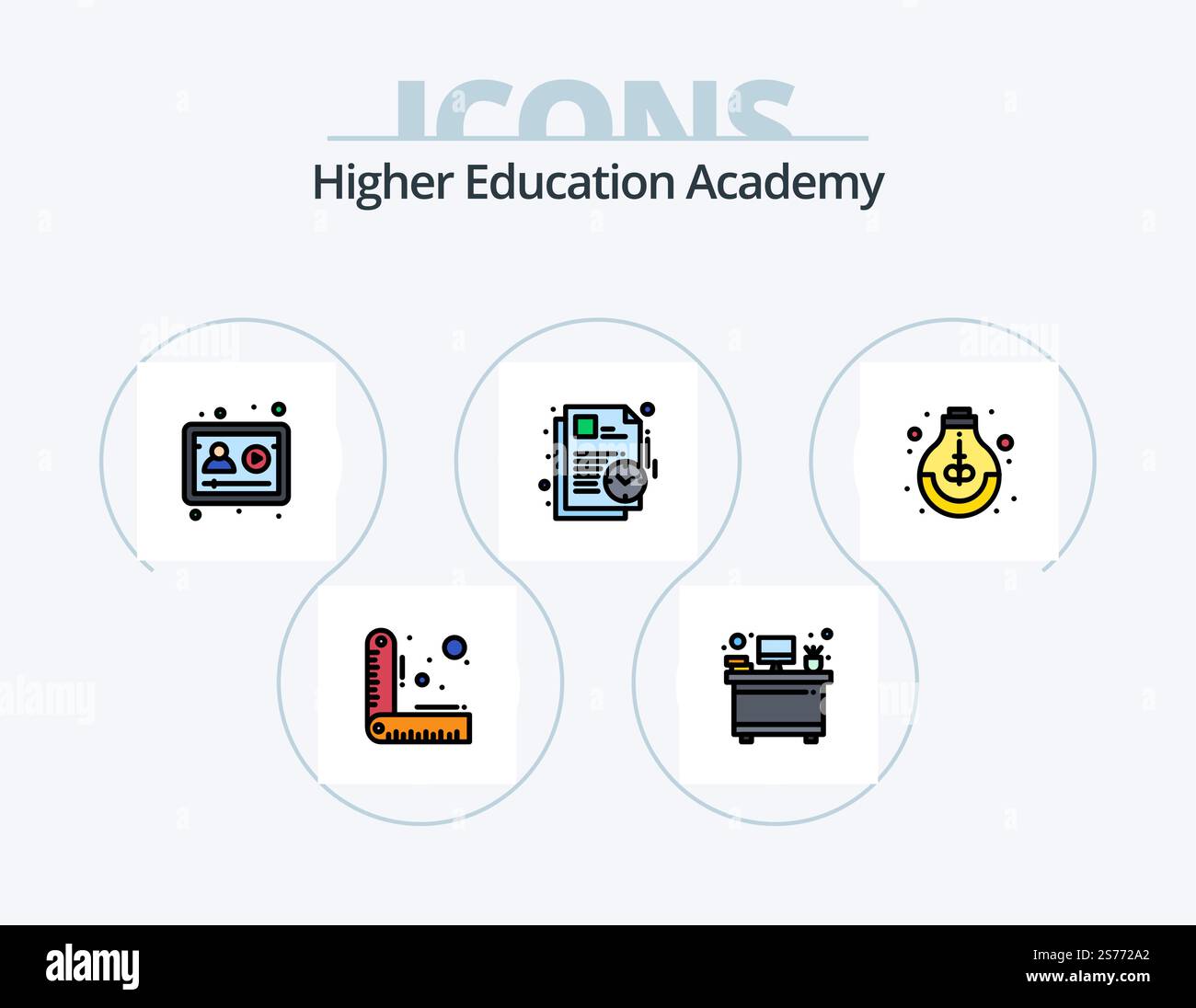 Academy Line Filled Icon Pack 5 Icon Design. magnet. profile. academy ...