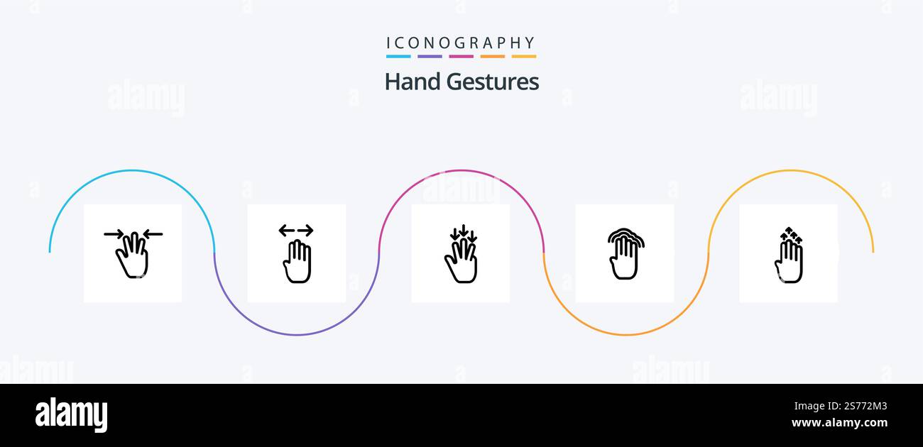 Hand Gestures Line 5 Icon Pack Including multiple tap. gestures. right ...