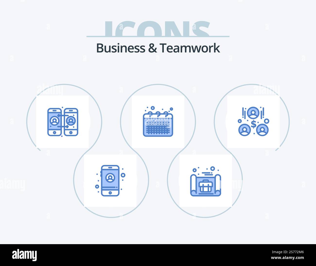 Business And Teamwork Blue Icon Pack 5 Icon Design. team work. building ...
