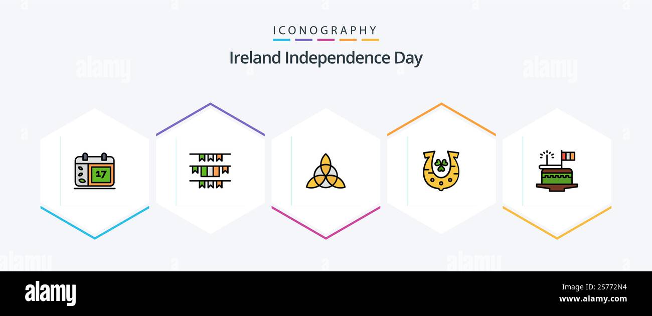 Ireland Independence Day 25 FilledLine icon pack including celebrate ...