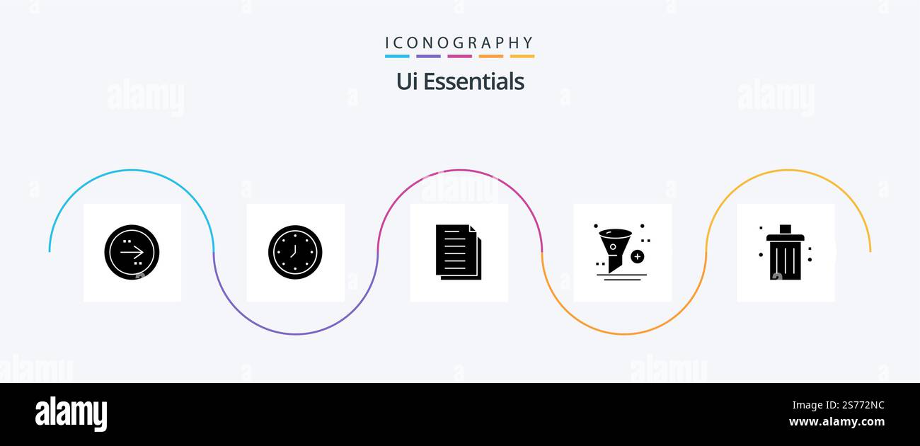 Ui Essentials Glyph 5 Icon Pack Including application. add. time. paper ...