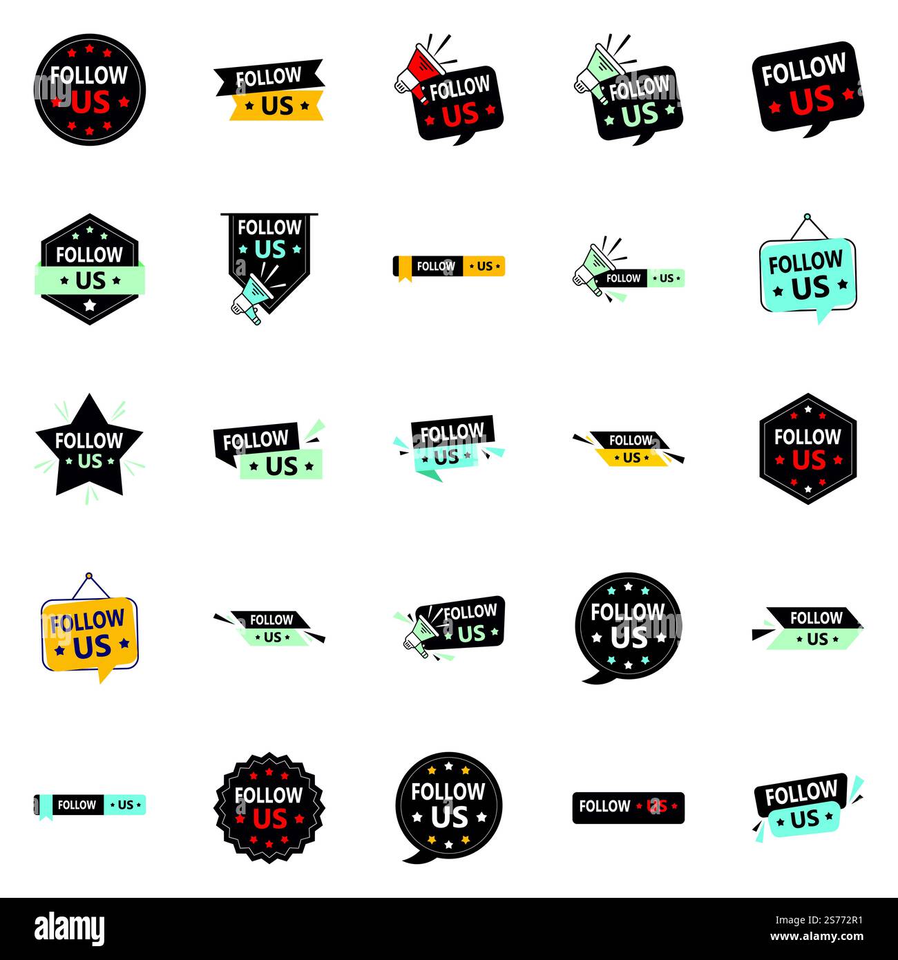 25 Eye-catching Follow Us Banners for YouTube and TikTok Stock Vector ...