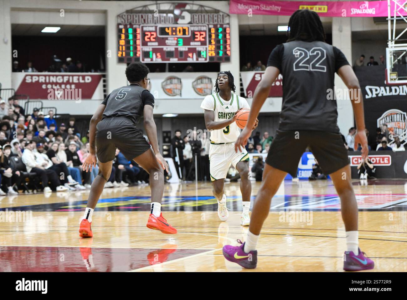 SPRINGFIELD, MA - JANUARY 18: Caleb Holt of Grayson (3) sets the play ...