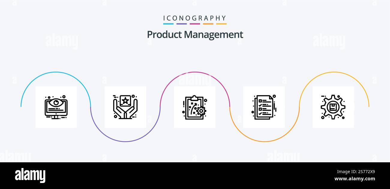 Product Management Line 5 Icon Pack Including gear. ok. goods. file ...