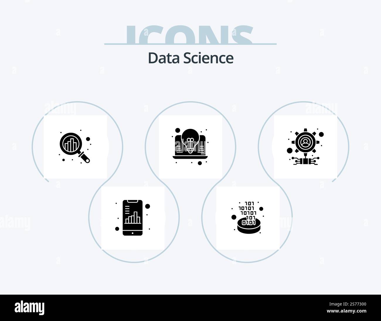 Data Science Glyph Icon Pack 5 Icon Design. gear. laptop. gate. ideas ...
