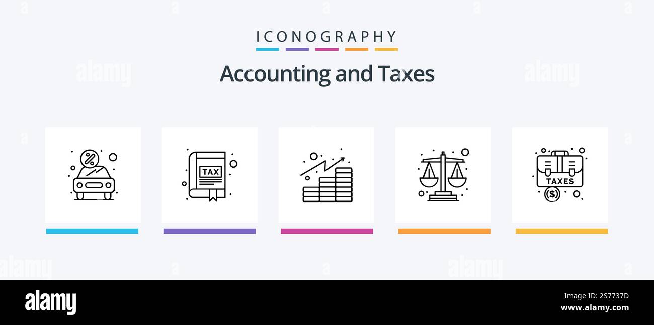 Taxes Line 5 Icon Pack Including present. money. banking. finance. tax ...