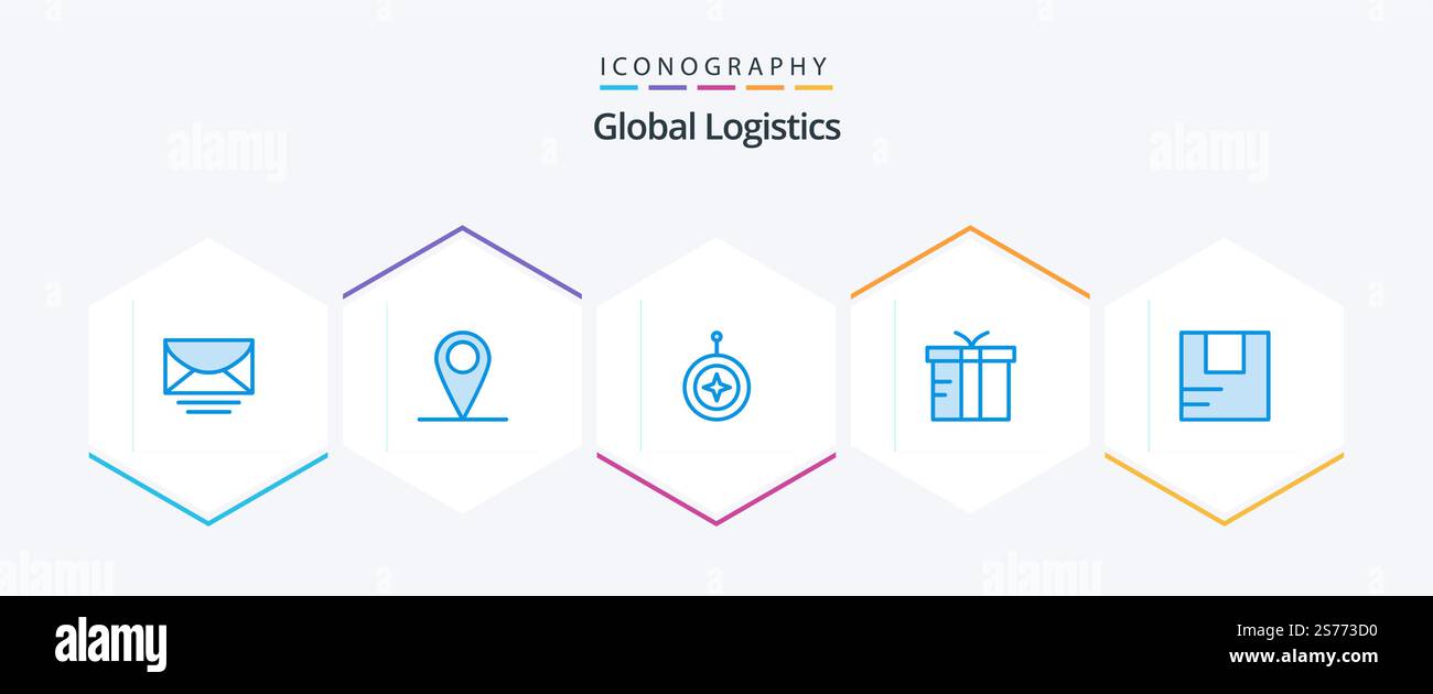 Global Logistics 25 Blue icon pack including box. gift. badge. logistic ...