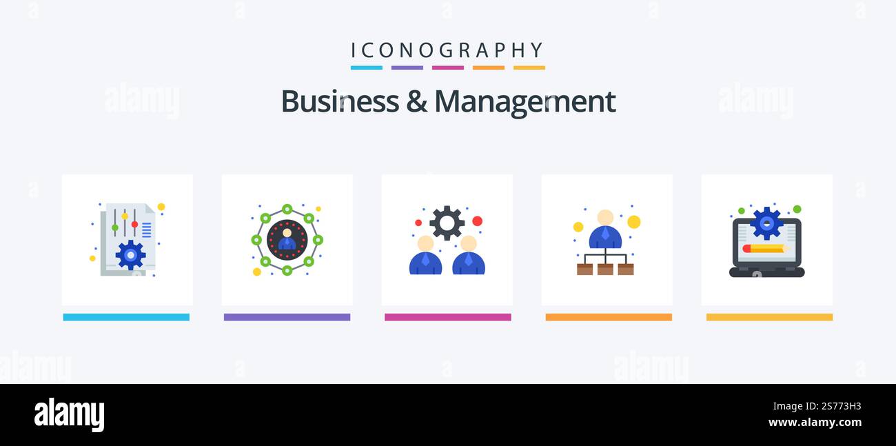 Business And Management Flat 5 Icon Pack Including laptop. hierarchy ...