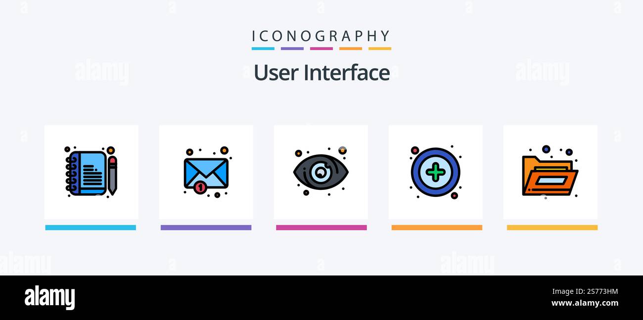 User Interface Line Filled 5 Icon Pack Including . lock. address. interface. paper plane ...