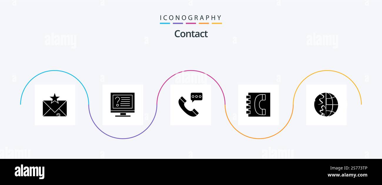 Contact Glyph 5 Icon Pack Including contact us. book. info ...