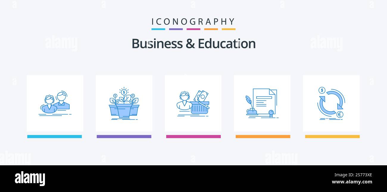 Business And Education Blue 5 Icon Pack Including document. contract ...