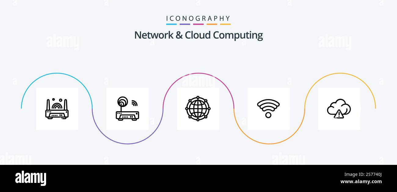 Network And Cloud Computing Line 5 Icon Pack Including . technology. technology. cloud Stock ...