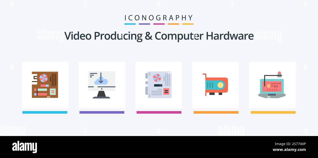 Video Producing And Computer Hardware Flat 5 Icon Pack Including ...