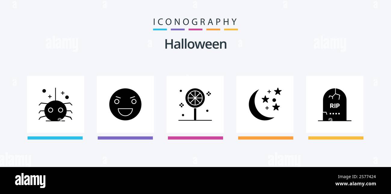 Halloween Glyph 5 Icon Pack Including gravestone. death. scary. night ...