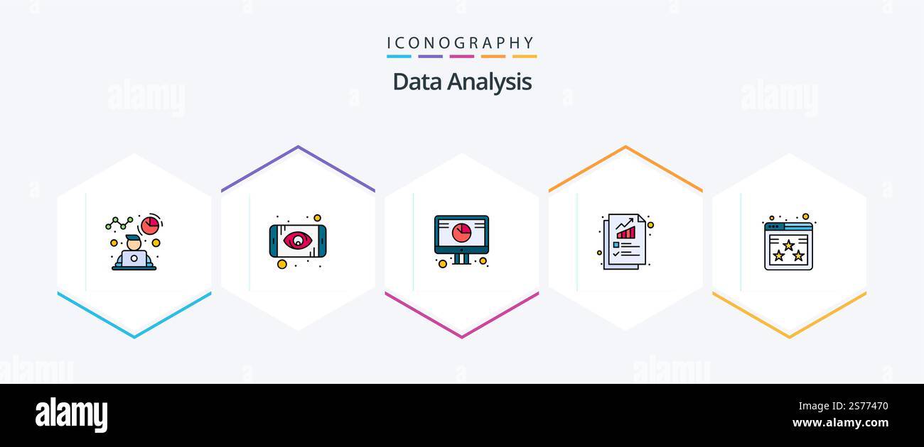 Data Analysis 25 FilledLine icon pack including page. graph. analysis ...