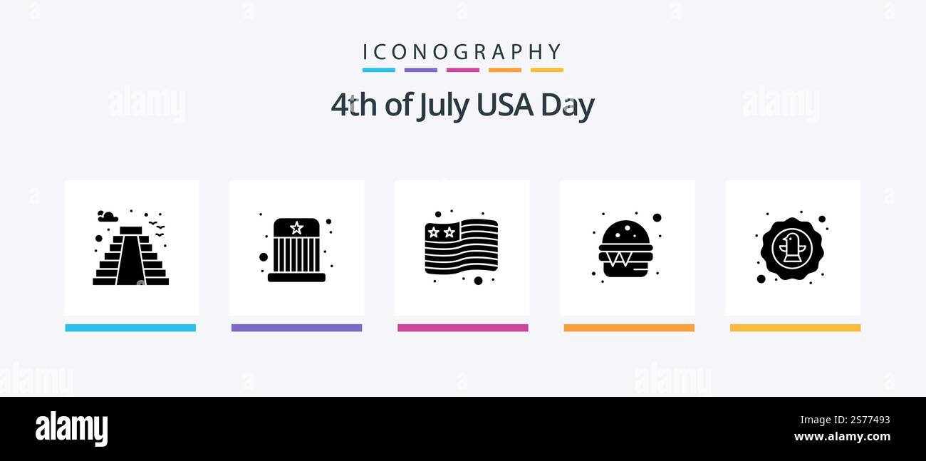 Usa Glyph 5 Icon Pack Including celebration. american. country. meal ...