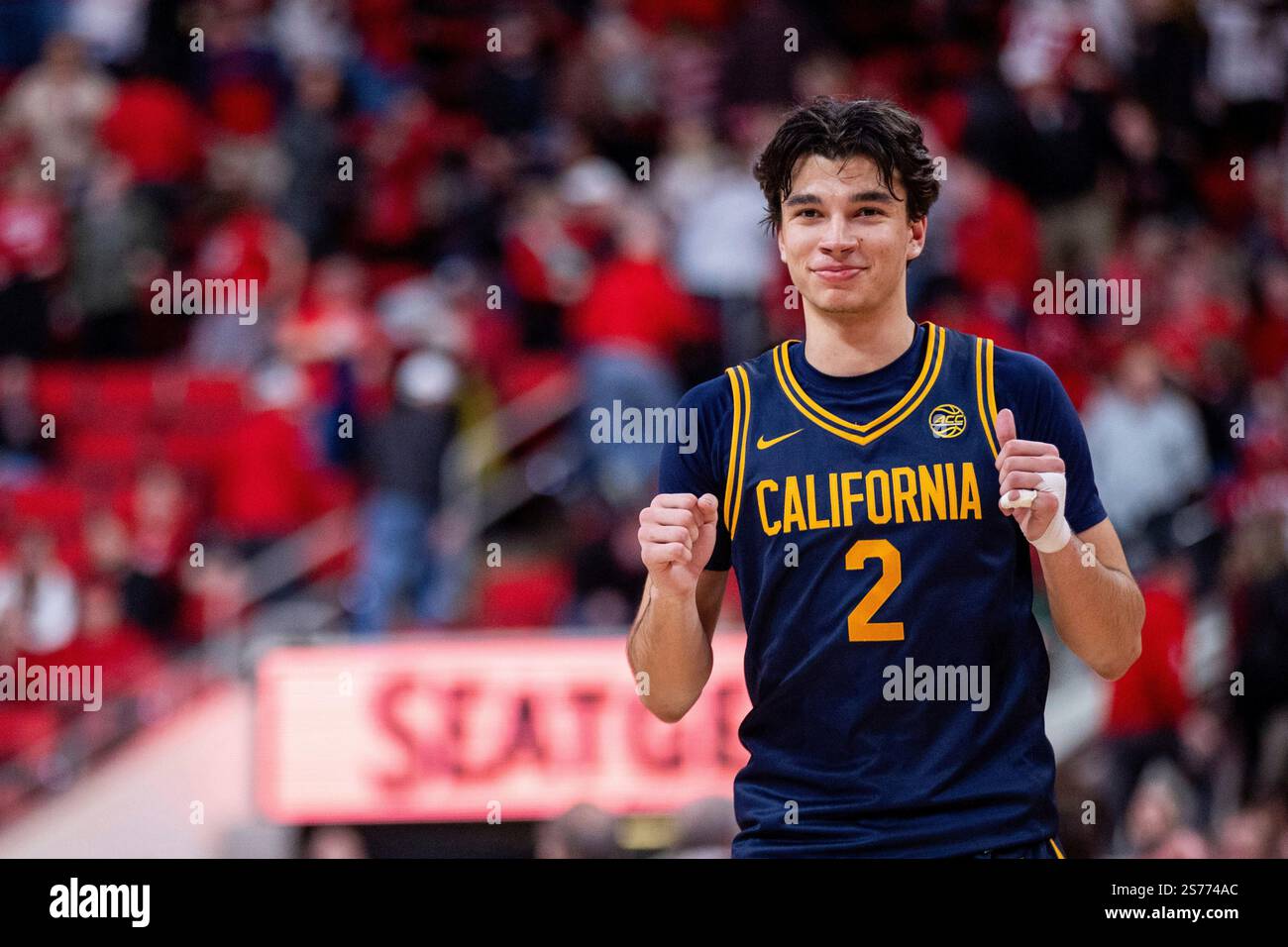 January 18, 2025: California guard Andrej Stojakovic (2) celebrates ...